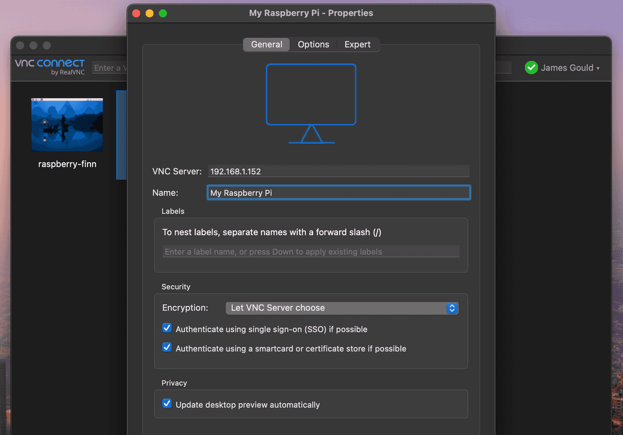 Accessing a Raspberry Pi on a virtual desktop connection with VNC | Jay Gould